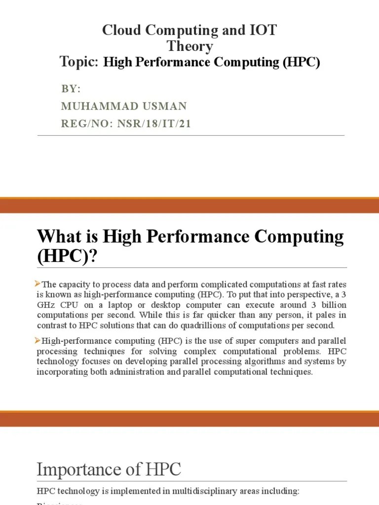 High Performance Computing Hpc Pdf Supercomputer Computer Cluster