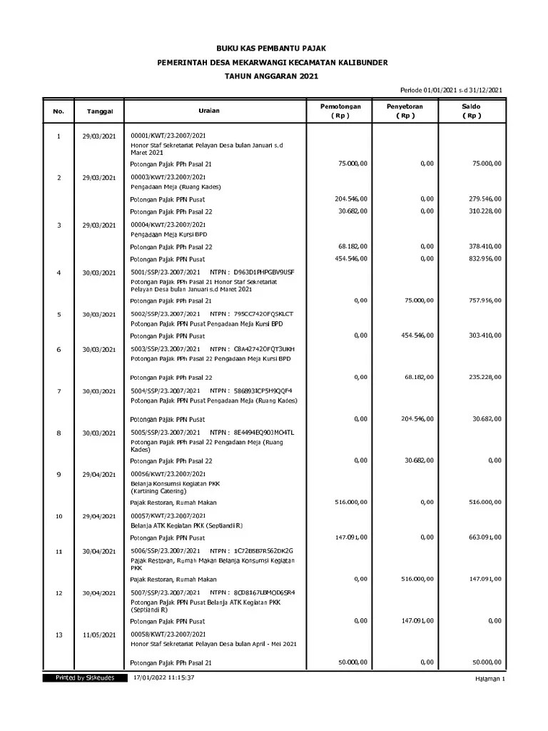Buku Pembantu Pajak | PDF | Pengelolaan Keuangan & Uang