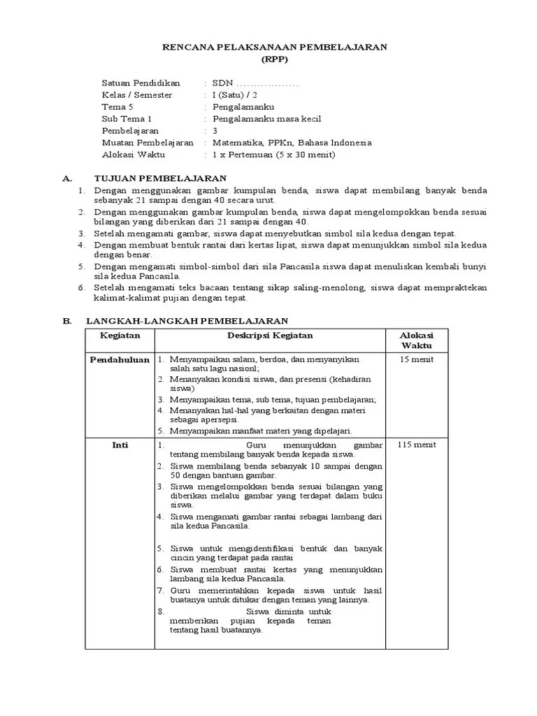 Rpp Kelas I Pengalaman Masa Kecil Pdf