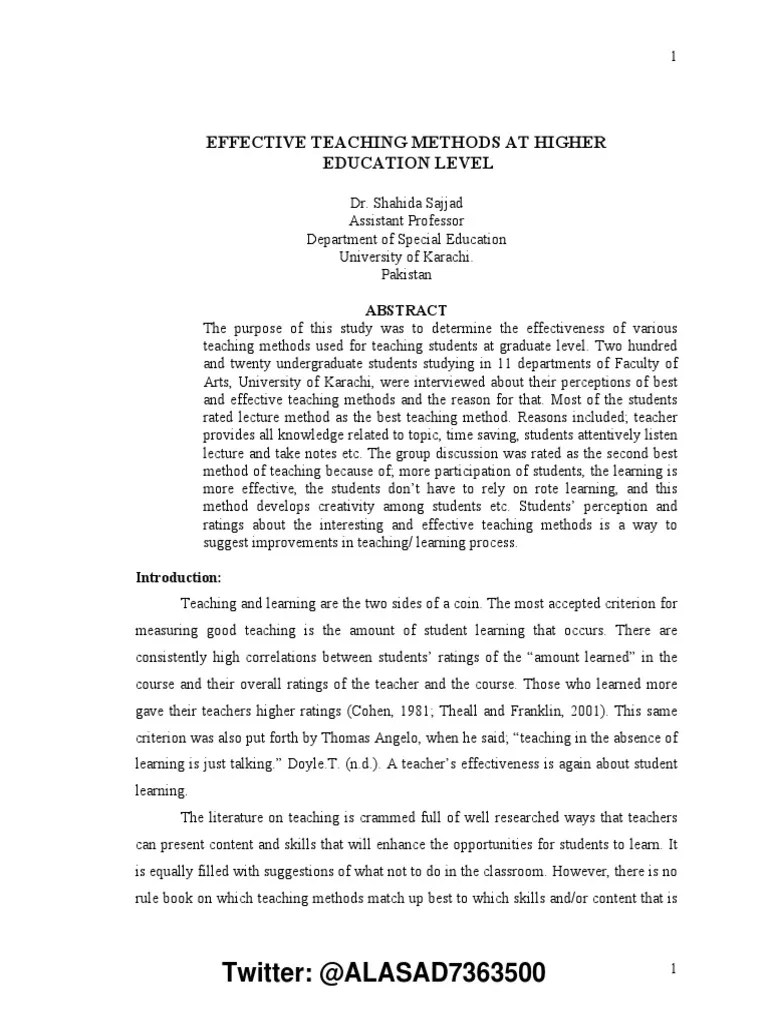 Effective Teaching Methods Study Pdf Teaching Method Teachers