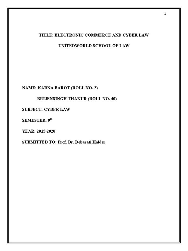 Cyber Law Project On E Commerce | PDF | Cybercrime | E Commerce