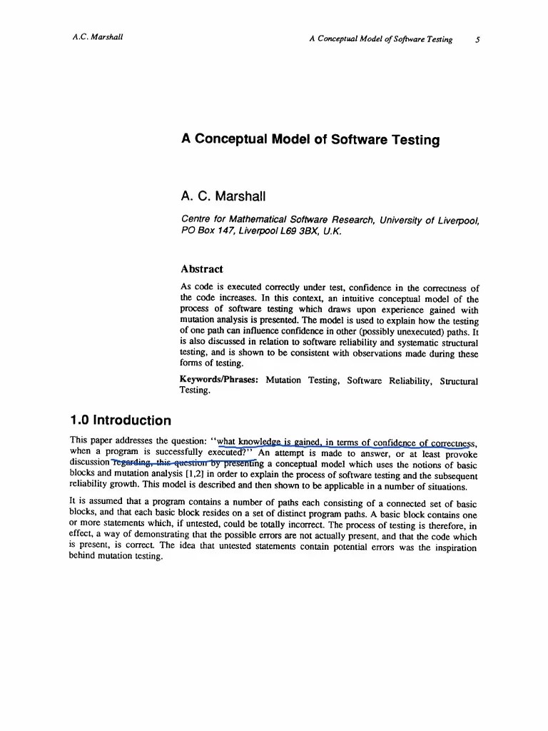 A Conceptual Model Of Software Testing Pdf Reliability Engineering