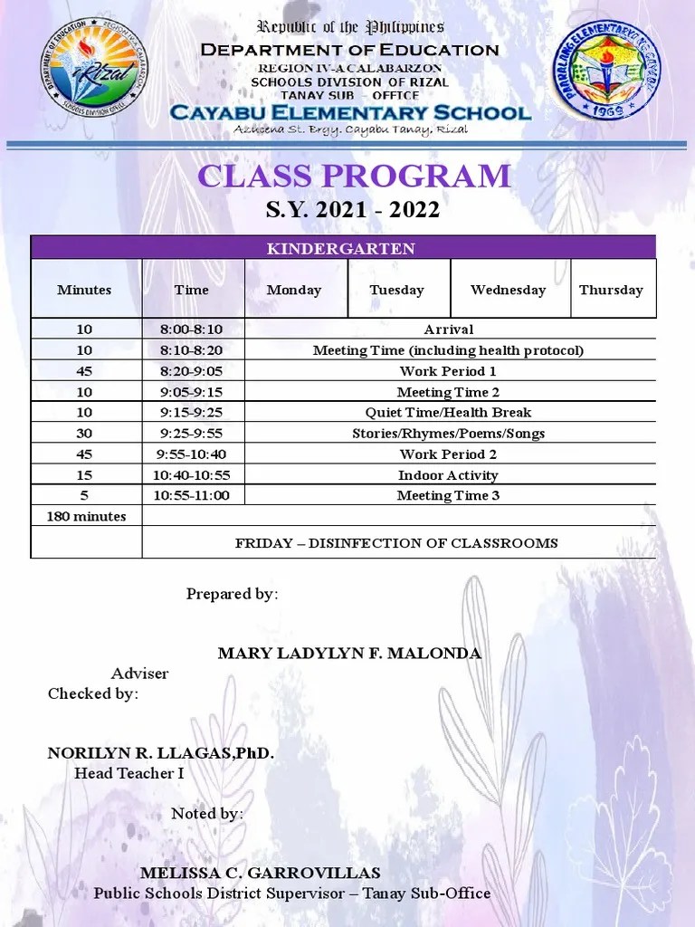 F2f Class Program 2021 2022 Pdf Academic Term Schools