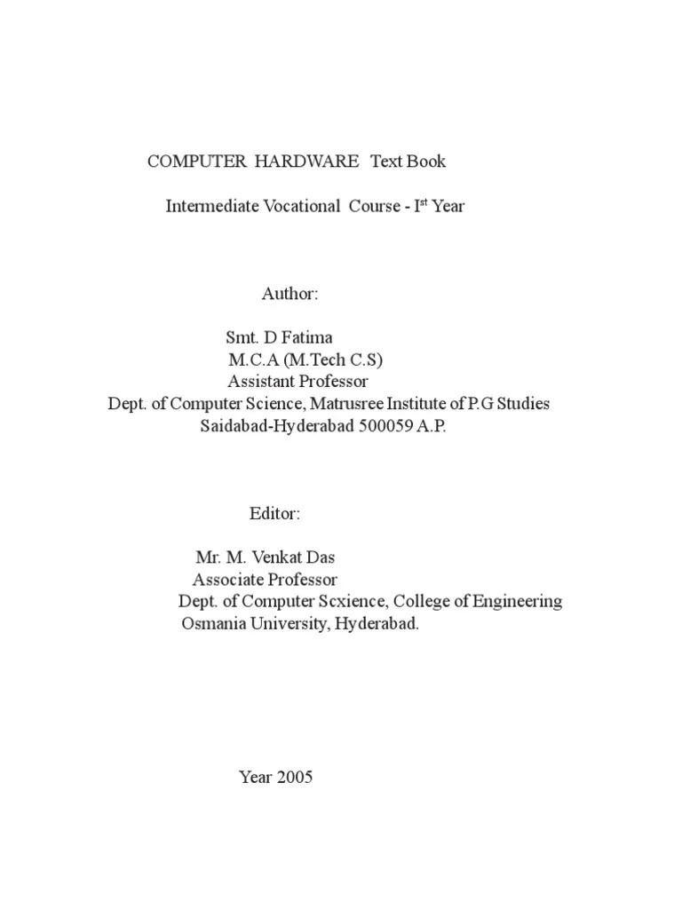 Computer Hardware Pdf Computers