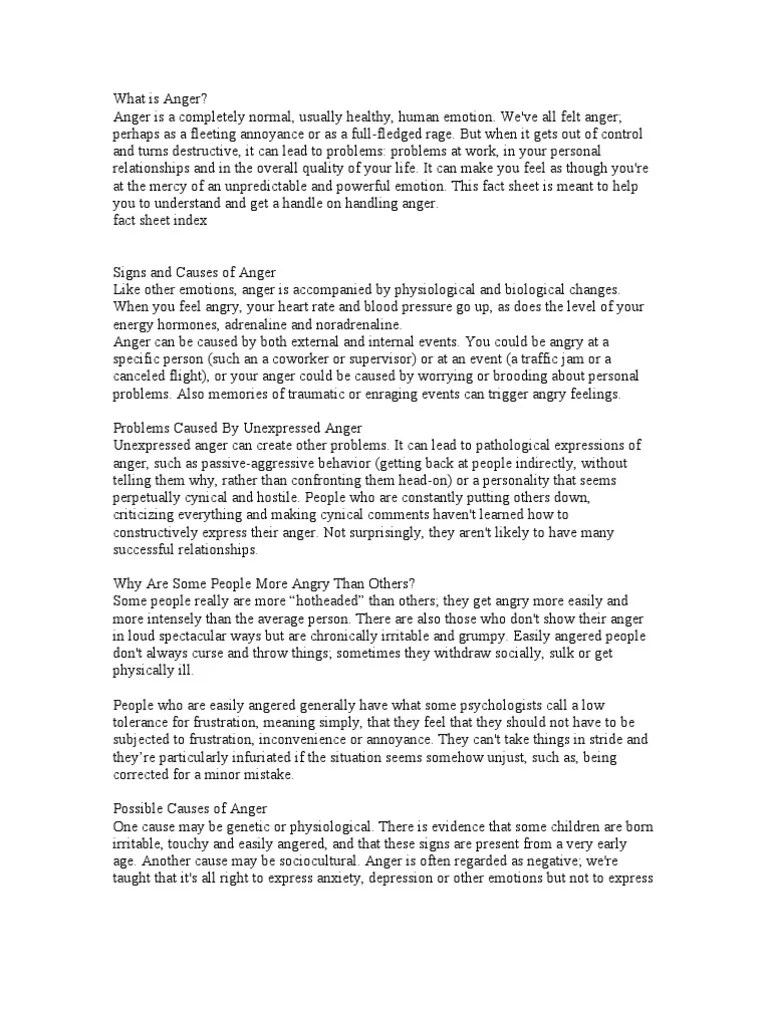 Anger Management Pdf Anger Emotions