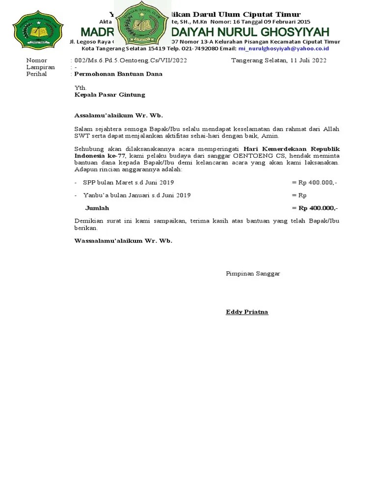 Surat Permohonan Dana | PDF