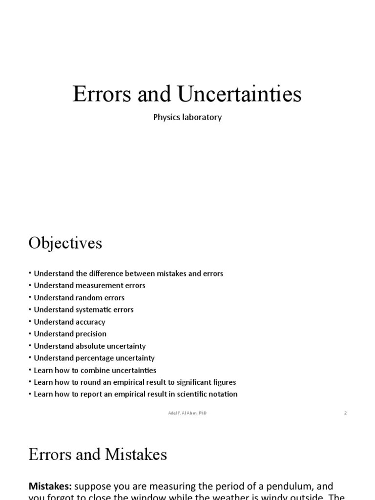 Understanding Measurement Errors And Uncertainties Pdf Significant