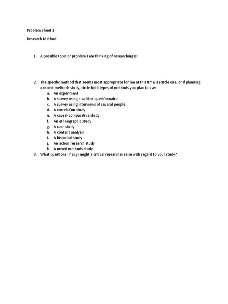 Problem Sheet 1 Pdf