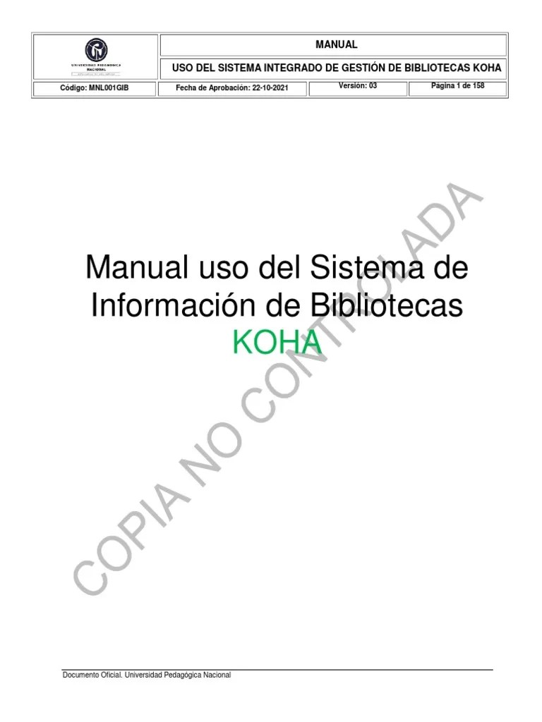 Manual Koha Pdf Biblioteca Informática Usuario Informática