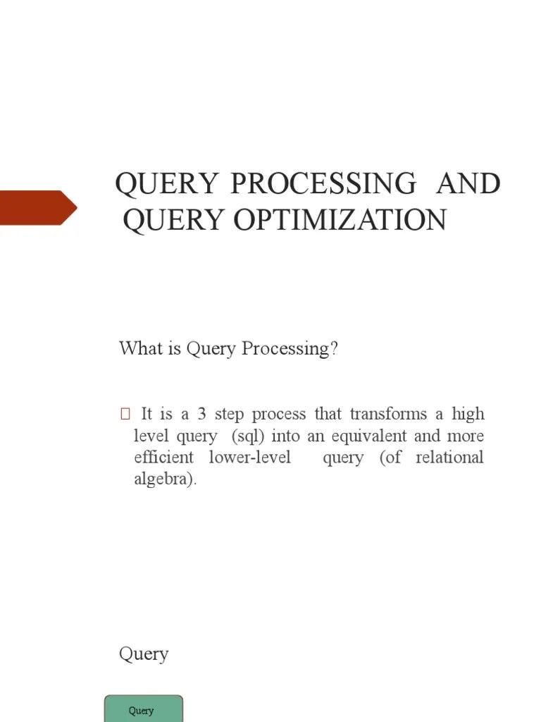 Query Processing And Optimization Guide Pdf Relational Model
