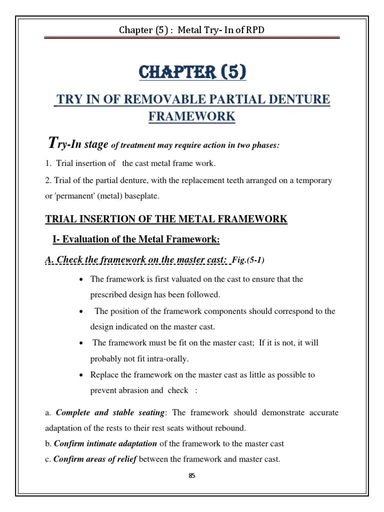 Metal Try In For Rpd Frameworks Pdf Dentistry Branches