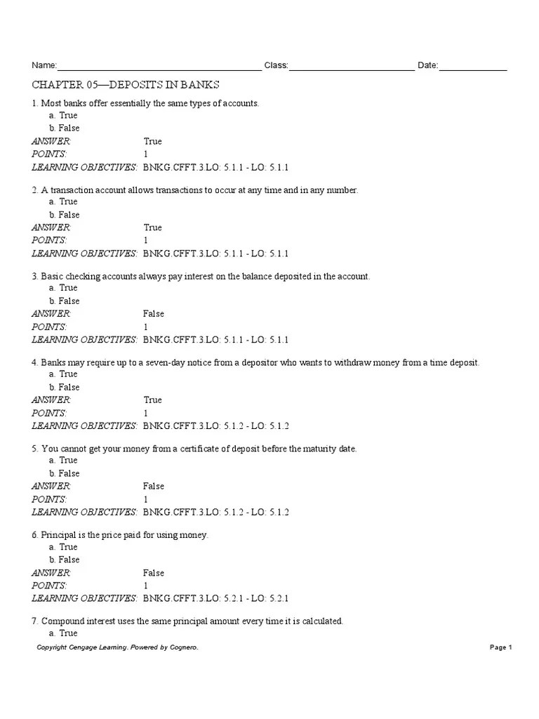 Microsoft Word Chapter 05 Deposits In Banks Pdf Interest