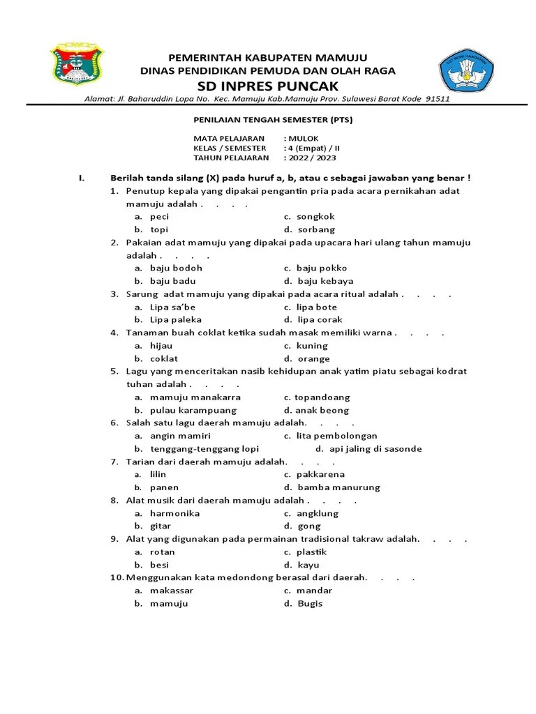 Pts Smt 2 Mulok Kls 4 Pdf