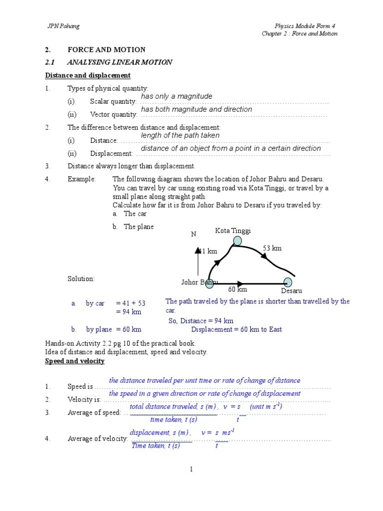Chapter 2 Force And Motion Teacher S Guide Pdf Acceleration Speed