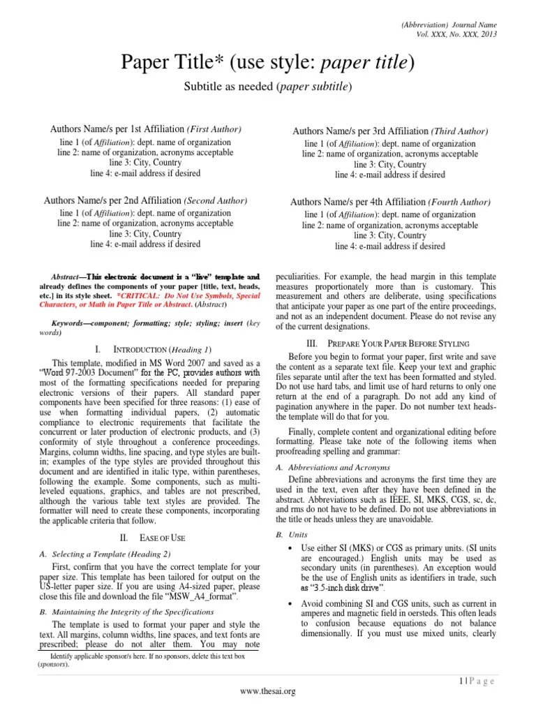 Sai Paper Format Pdf