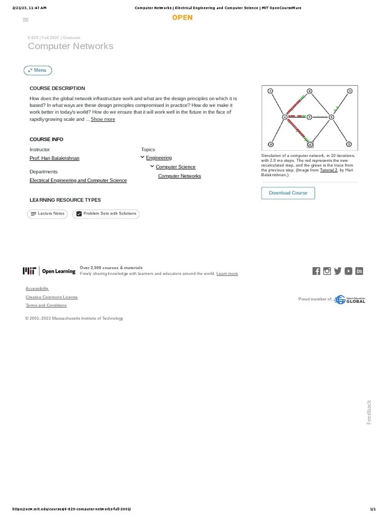 Computer Networks Electrical Engineering And Computer Science Mit