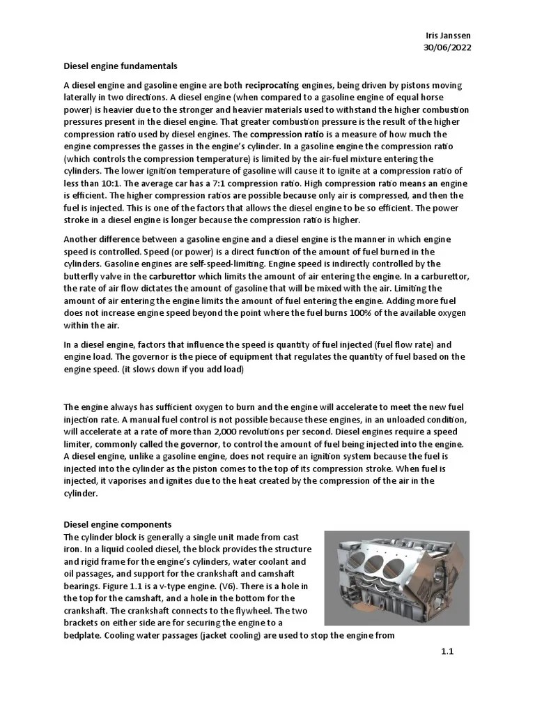 Diesel Engine Basics And Components Pdf Internal Combustion Engine