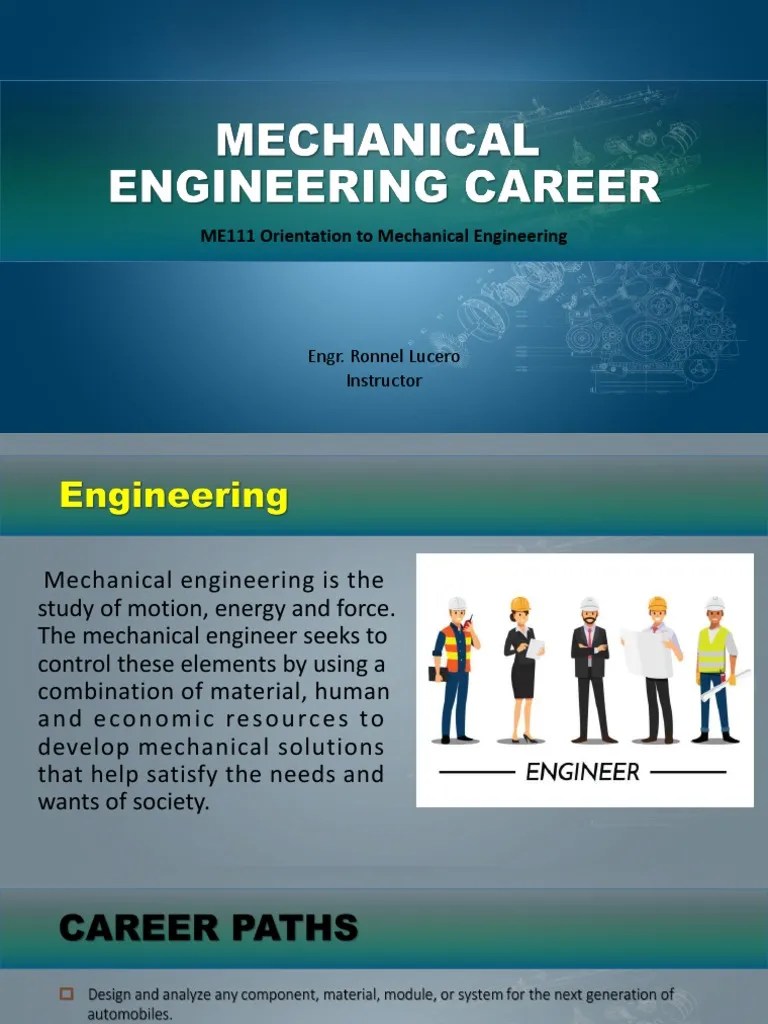 Mechanical Engineering Overview Pdf Engineering Energy Development