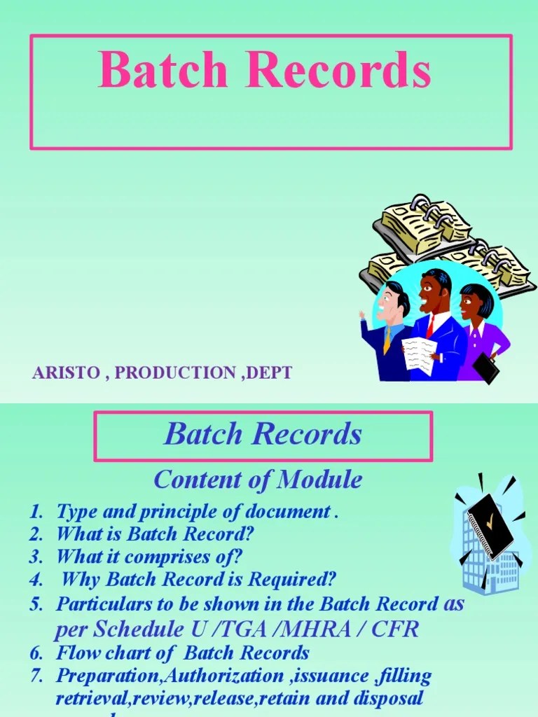 Understanding Batch Records In Pharma Pdf Documentation Business