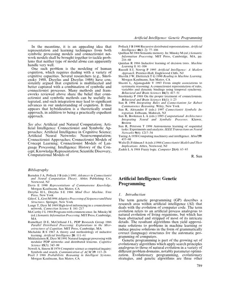 Artificial Intelligence Genetic Programming Pdf Artificial