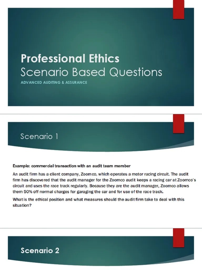 Professional Ethics Scenarios Questions Pdf