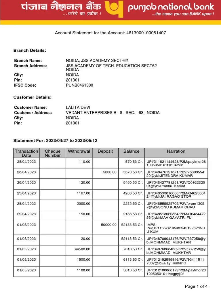 PNB Bank-Statement | Download Free PDF | Banks | Cheque