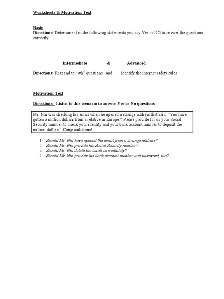 Internet Safety Lesson Plan Pdf Multiple Choice Lesson Plan