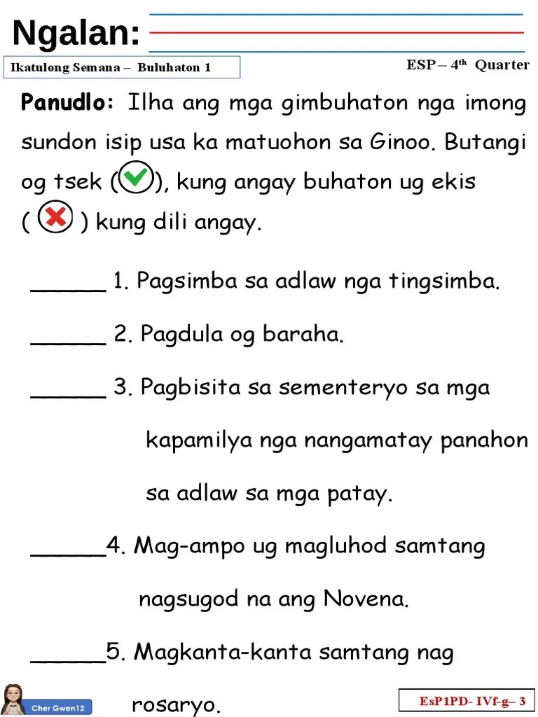 Esp Worksheets Q4 W3 Pdf