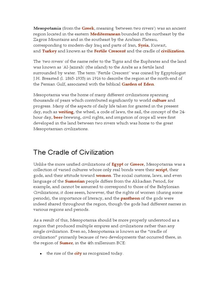 Legacy Of Mesopotamia Cradle Of Civilization Pdf Mesopotamia Sumer