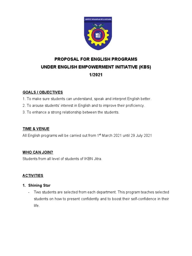 English Empowerment Initiative Proposal Pdf