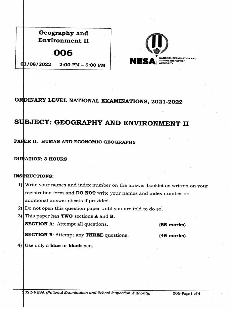 2022 Geography Environment Ii Ol Pdf