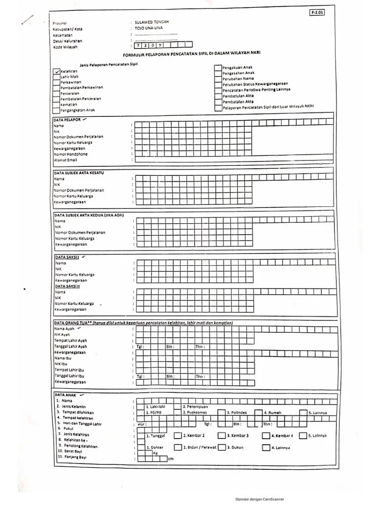 Formulir Akte Kelahiran Baru | PDF