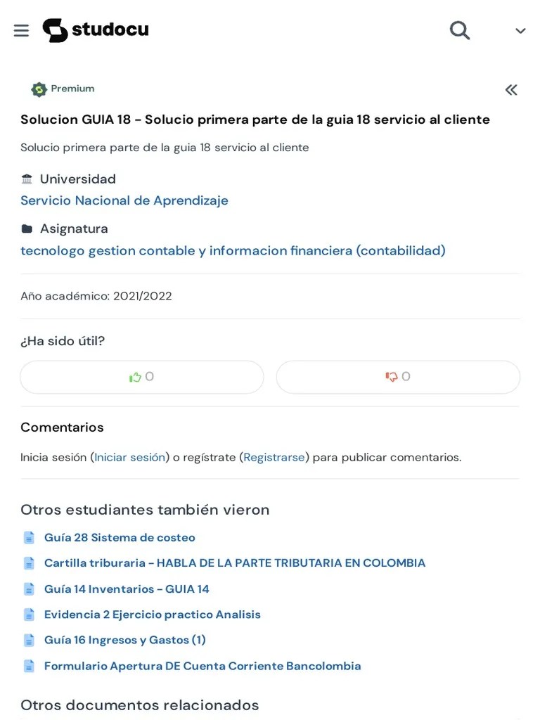 Solucion Guia 18 Solucio Primera Parte De La Guia 18 Servicio Al