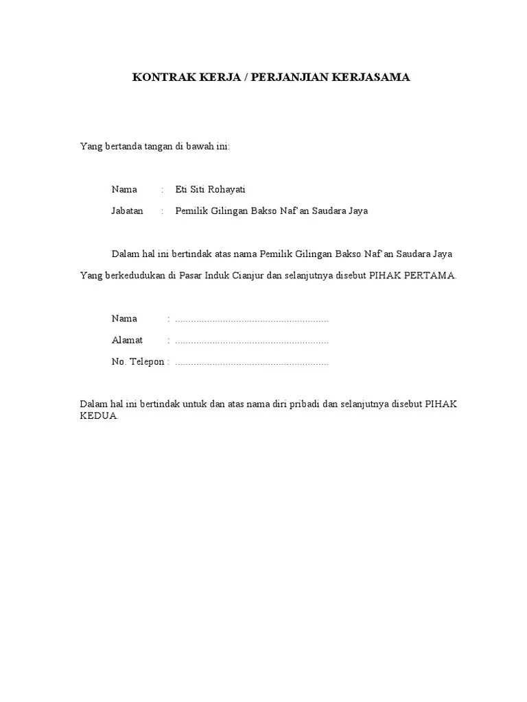 Surat Perjanjian Kerja 1 Pdf Ilmu Sosial Hukum