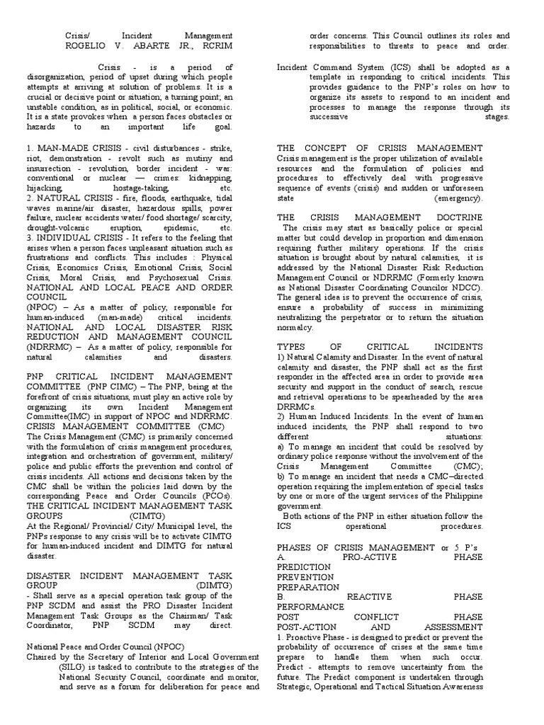 Crisis Bart Pdf Emergency Occupational Safety And Health