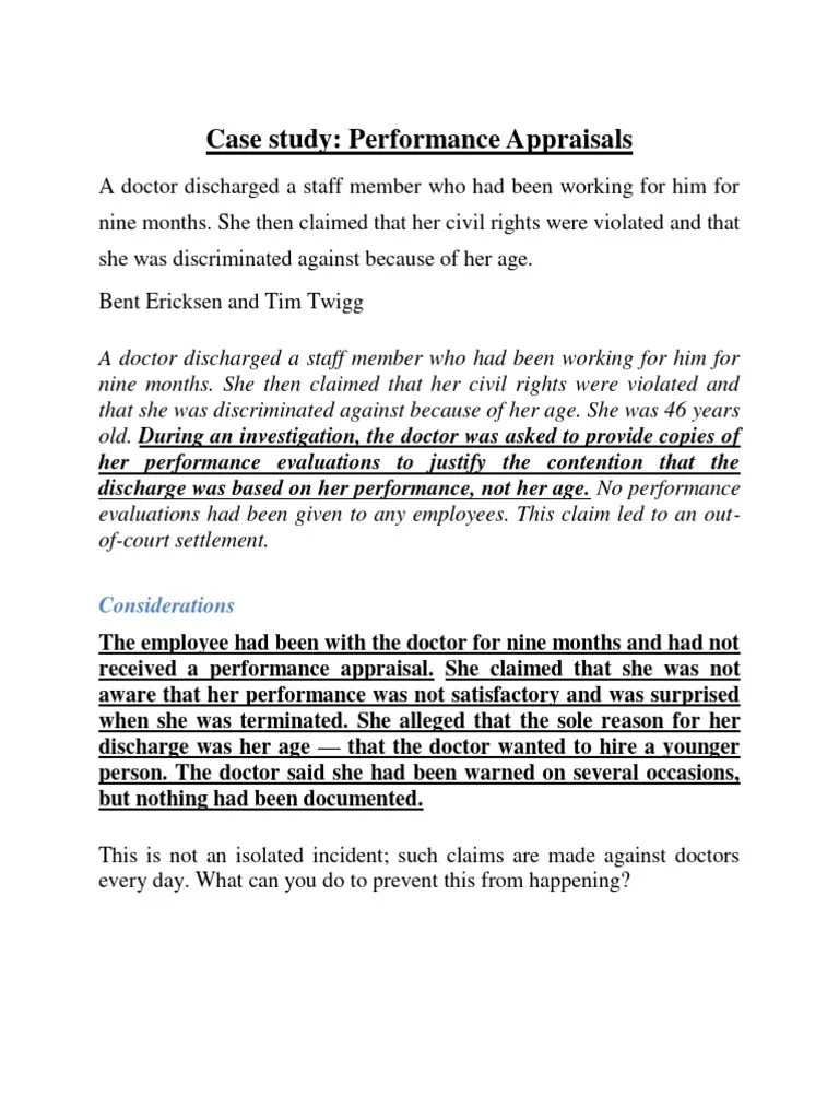 Case Study Performance Appraisal Pdf