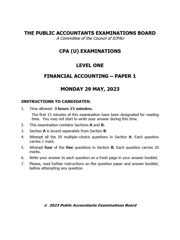 Cpa Paper 1 Financial Accounting 2 Pdf