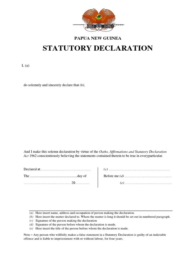 Statutory Declaration General Form Pdf