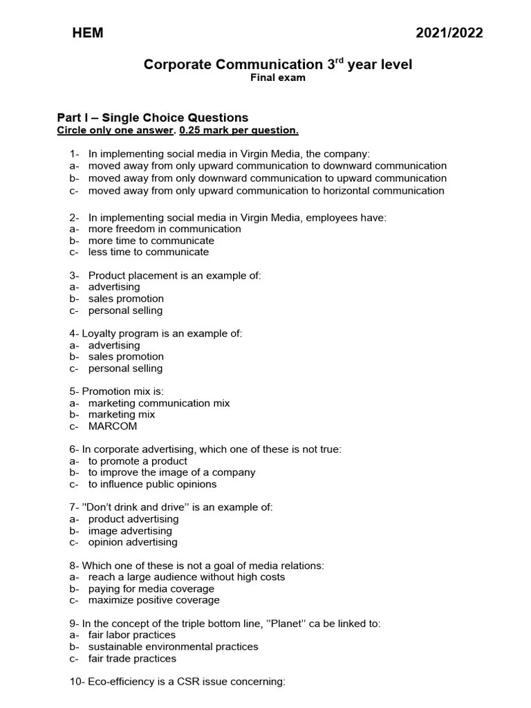 FINAL Exam Communication | PDF