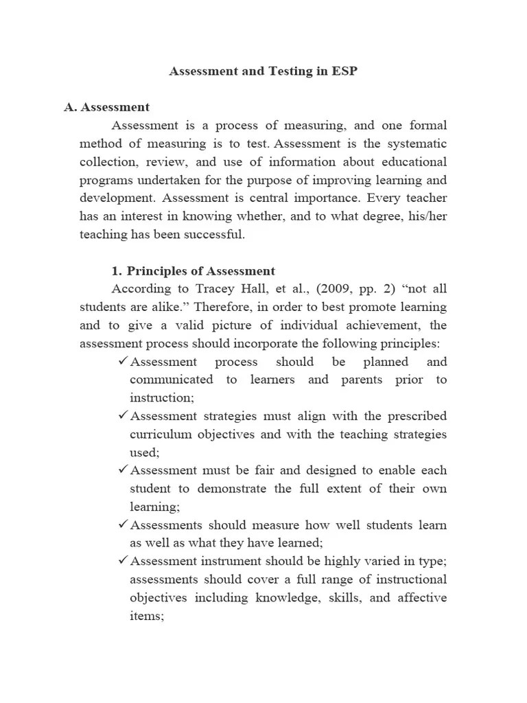 Assessment In Esp Pdf Career Growth