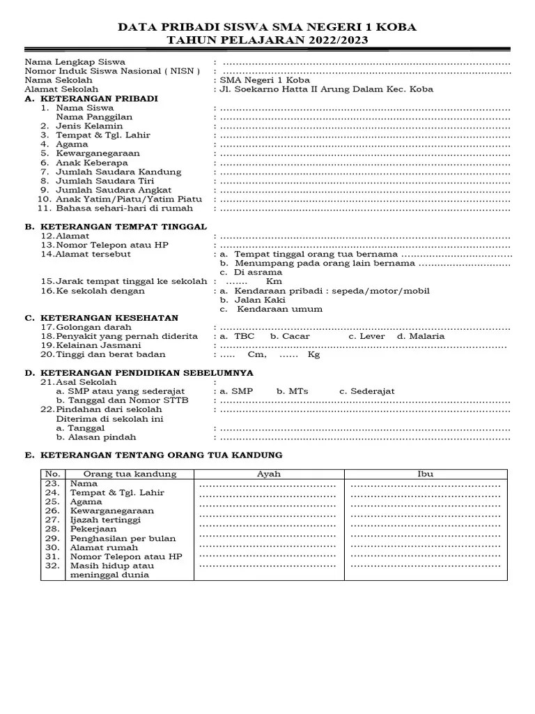 Formulir PPDB 2022 | PDF