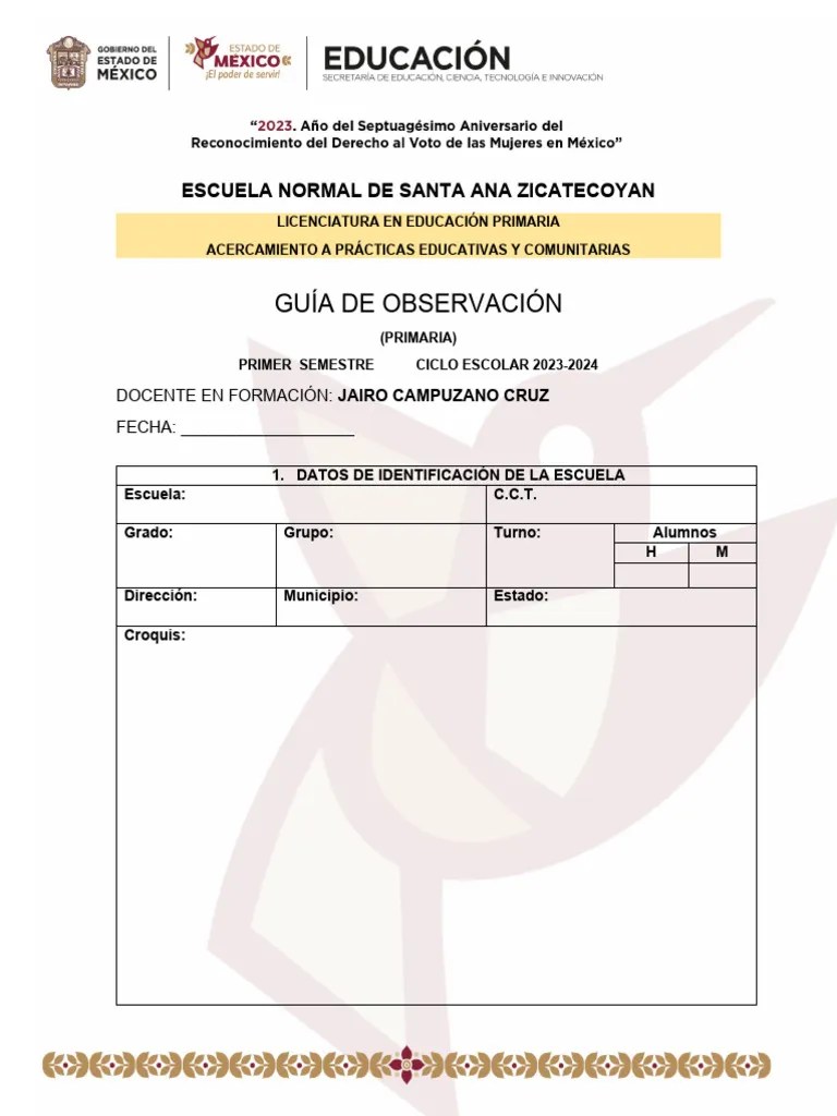 Guía De Observación Primaria Pdf Enseñando Aprendizaje