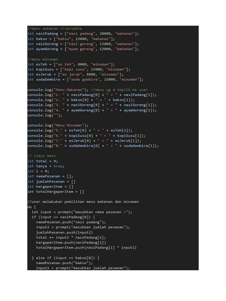 Menu Makanan Dan Minuman Interaktif Pdf Food And Drink Indonesian