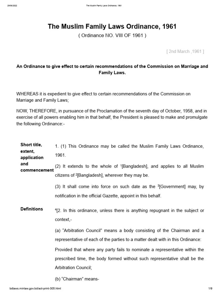 Muslim Family Laws Ordinance 1961 | PDF | Marriage | Fine (Penalty)