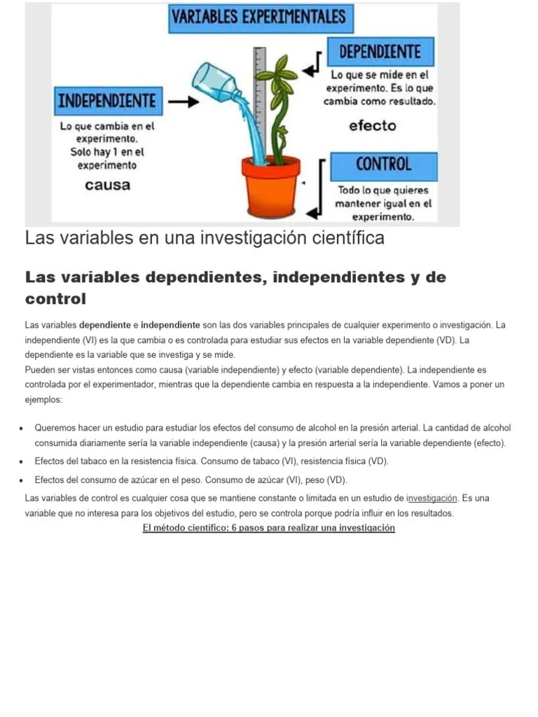 Las Variables En Una Investigación Científica Pdf