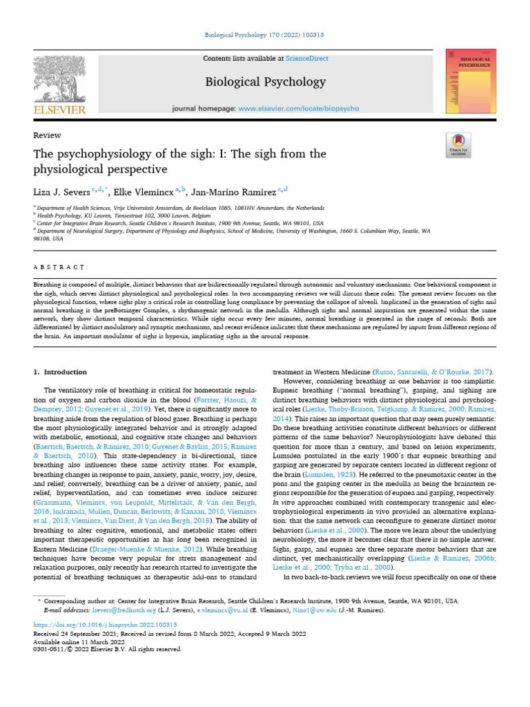 The Psychophysiology Of The Sigh | PDF | Neurophysiology | Neuroscience