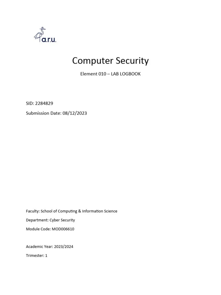 Cyber Security Lab Logbook 2023 Pdf Windows Registry Security