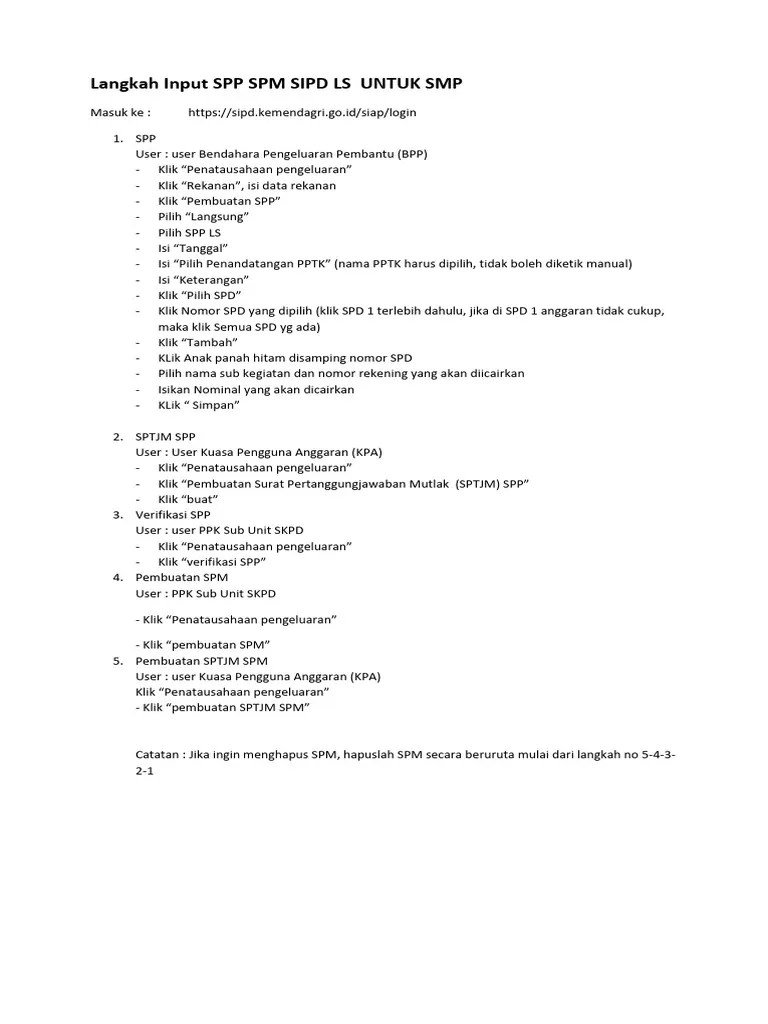 Langkah PEMBUATAN SPP SPM LS DAN TANDA BUKTI PEMBAYARAN (GU) PADA SIPD ...