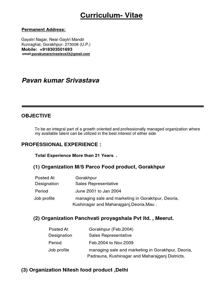 Pavan Kumar Srivastava Resume Pdf