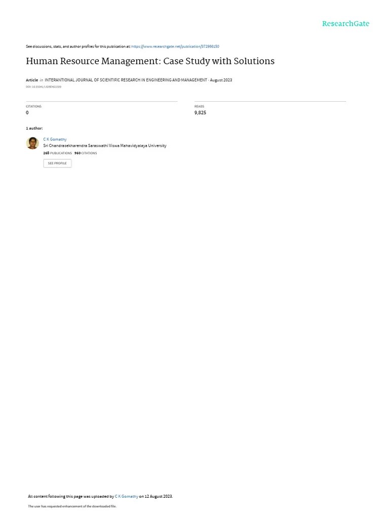 Hrm Case Study Solutions And Strategies Pdf Human Resource